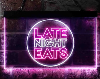 Kitchen Open Late Night Eat Restaurant Open Dual Color LED Neon Sign ...