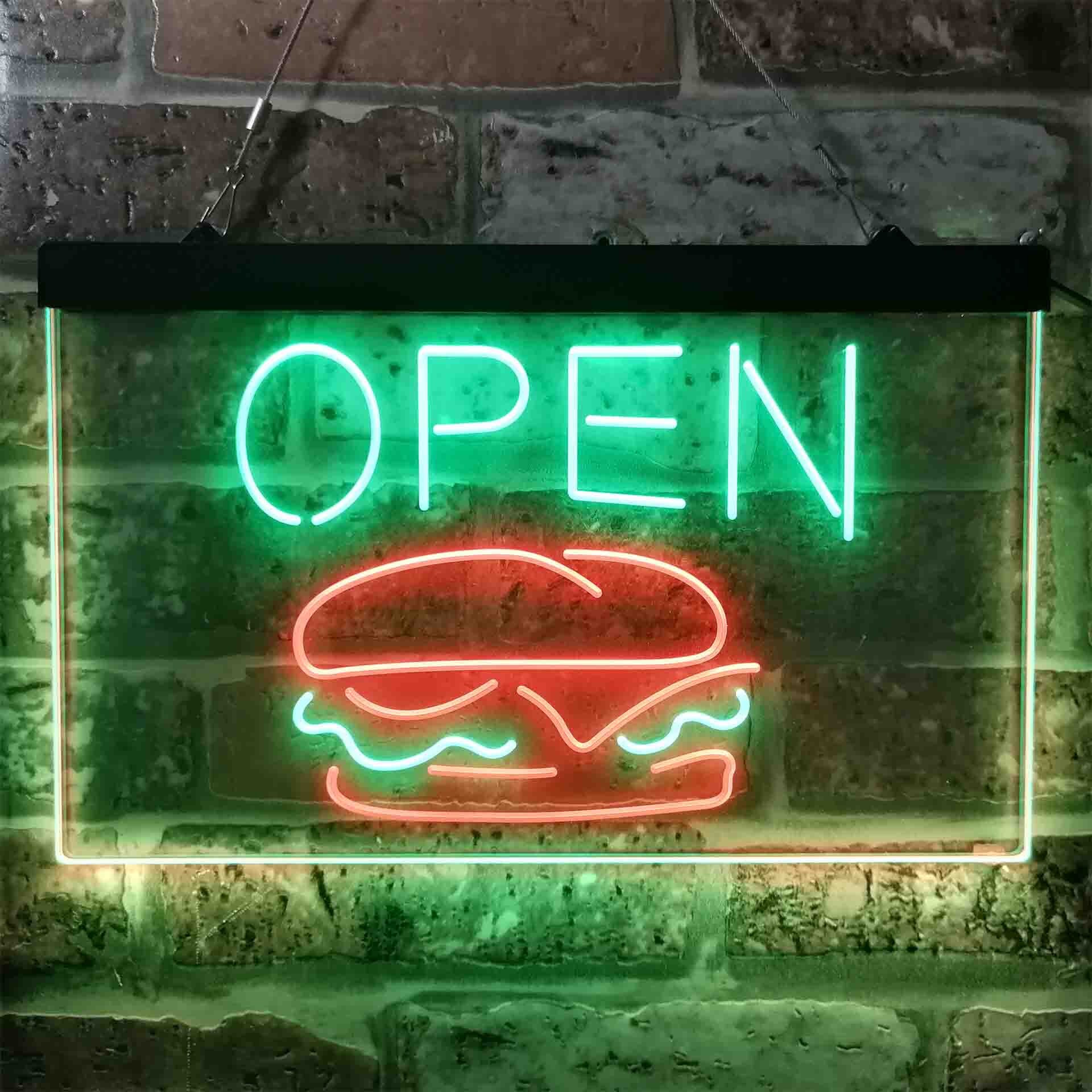 Burger CafÃ© Open Restaurant Dual Color LED Neon Sign St6-i3885 - Etsy