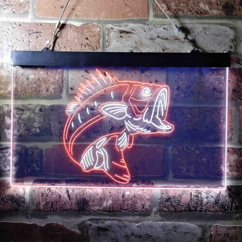 Trout Fish Garage Man Cave Dual Color LED Neon Sign St6-i3728 - Etsy