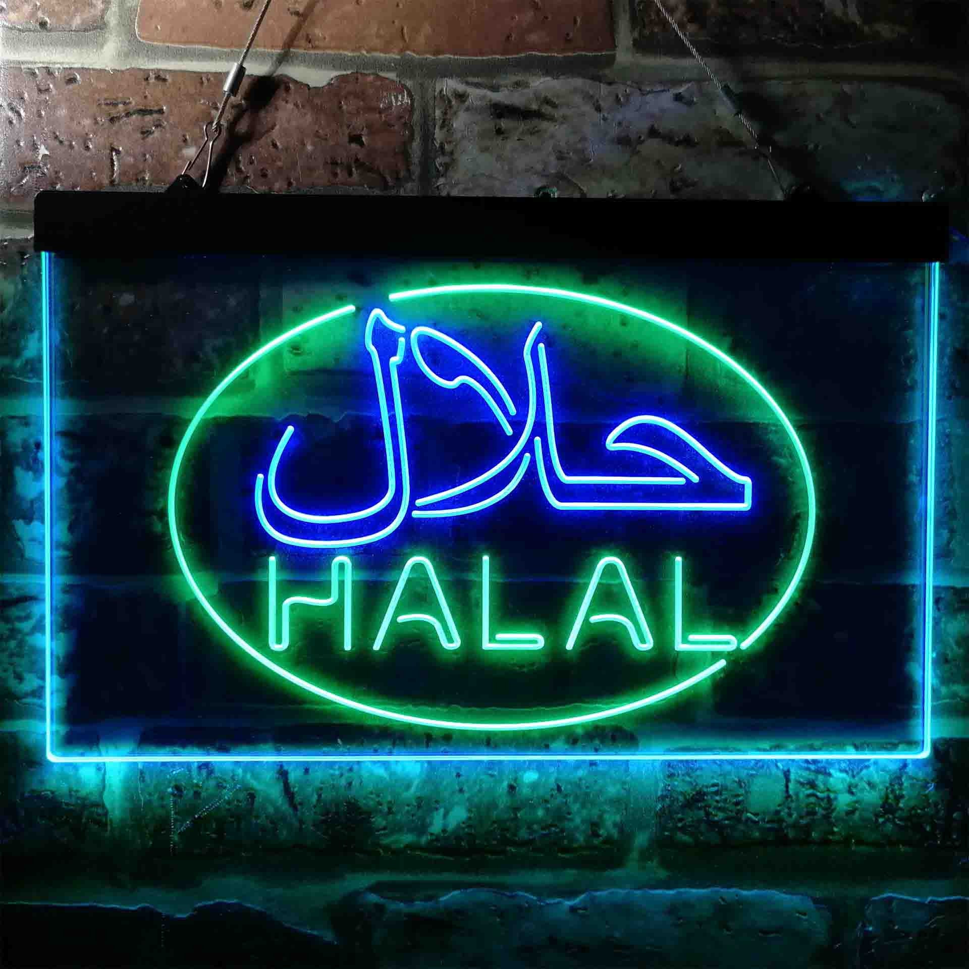 Halal Food Arabic Restaurant Dual Color LED Neon Sign | Etsy