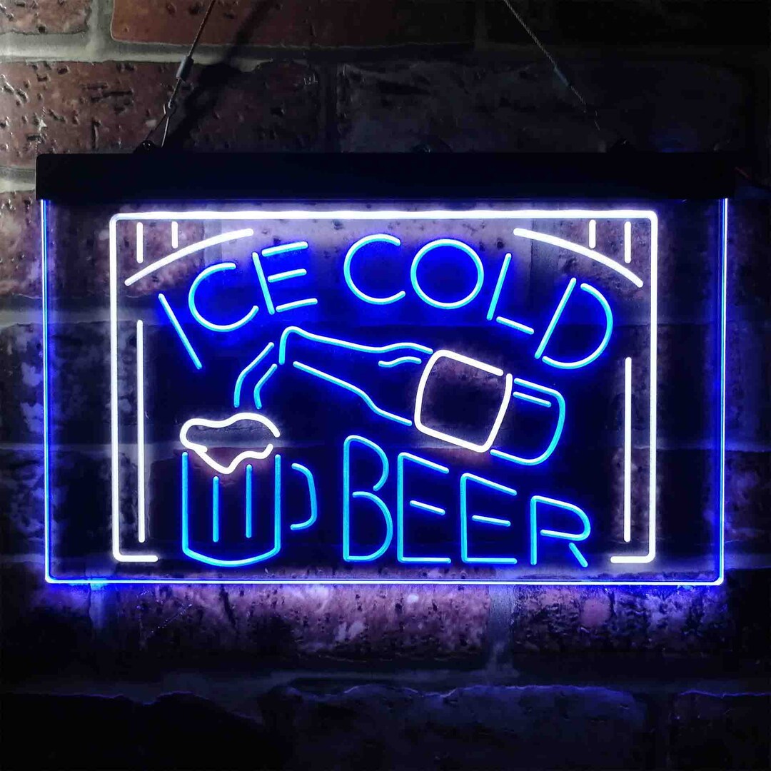 Ice Cold Beer Bar Pub Club Dual Color LED Neon Sign St6-i3634 - Etsy