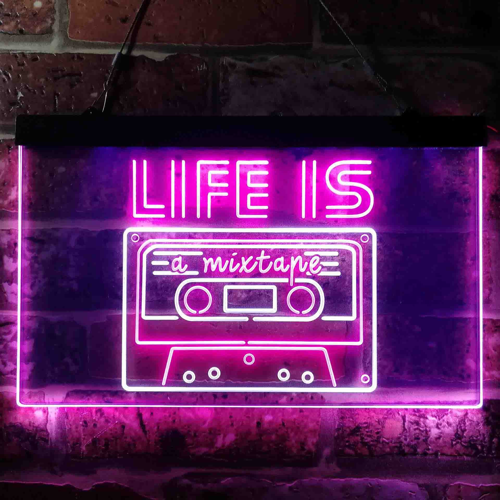 Life is a Mixtape Quotes Bedroom Decoration Dual Color LED | Etsy