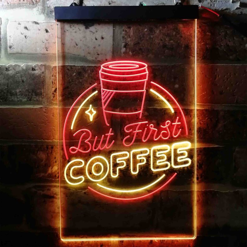 But First Coffee Shop Bedroom Room Dual Color LED Neon Sign - Etsy