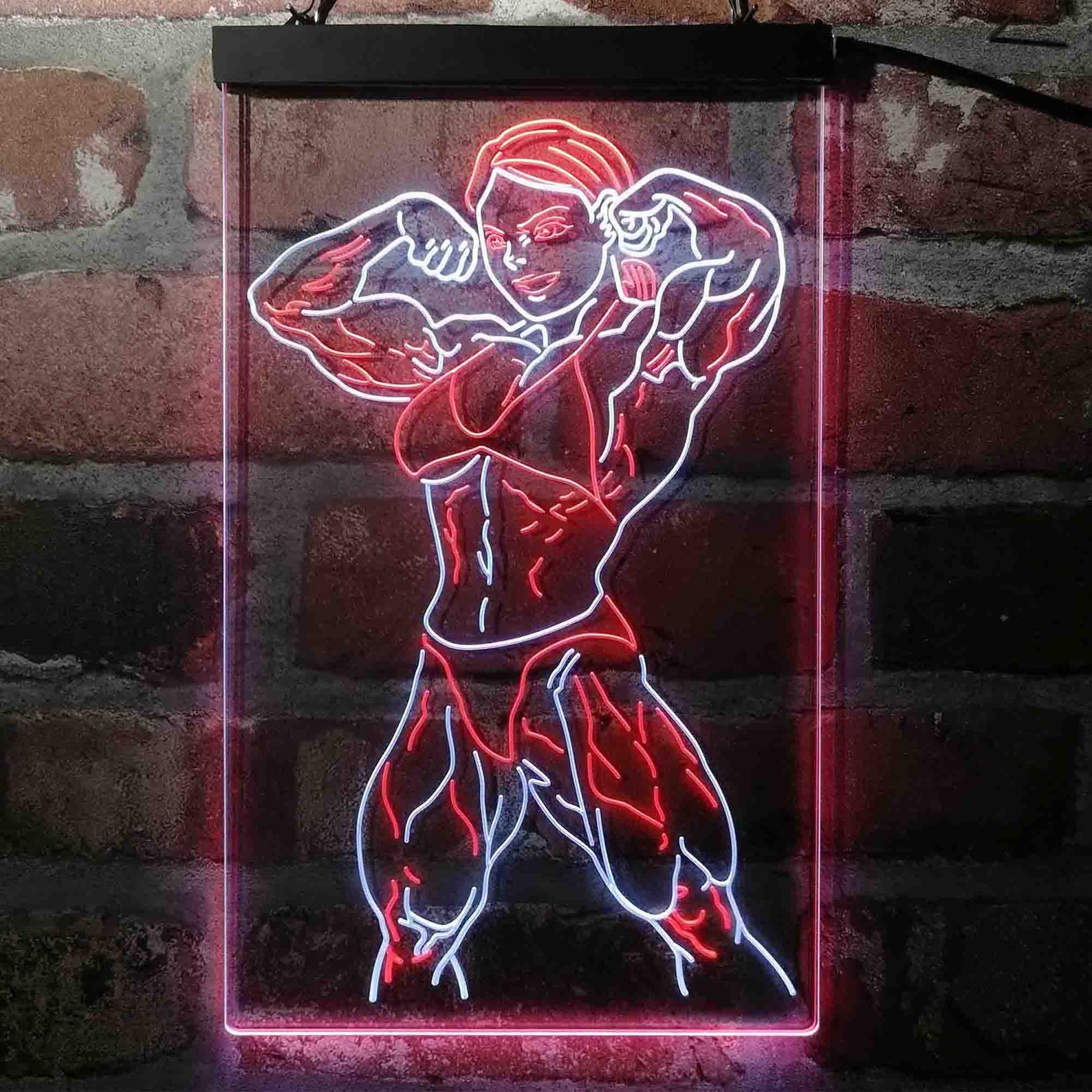 Work for It Muscle Woman Fitness Club Display Dual Color LED - Etsy