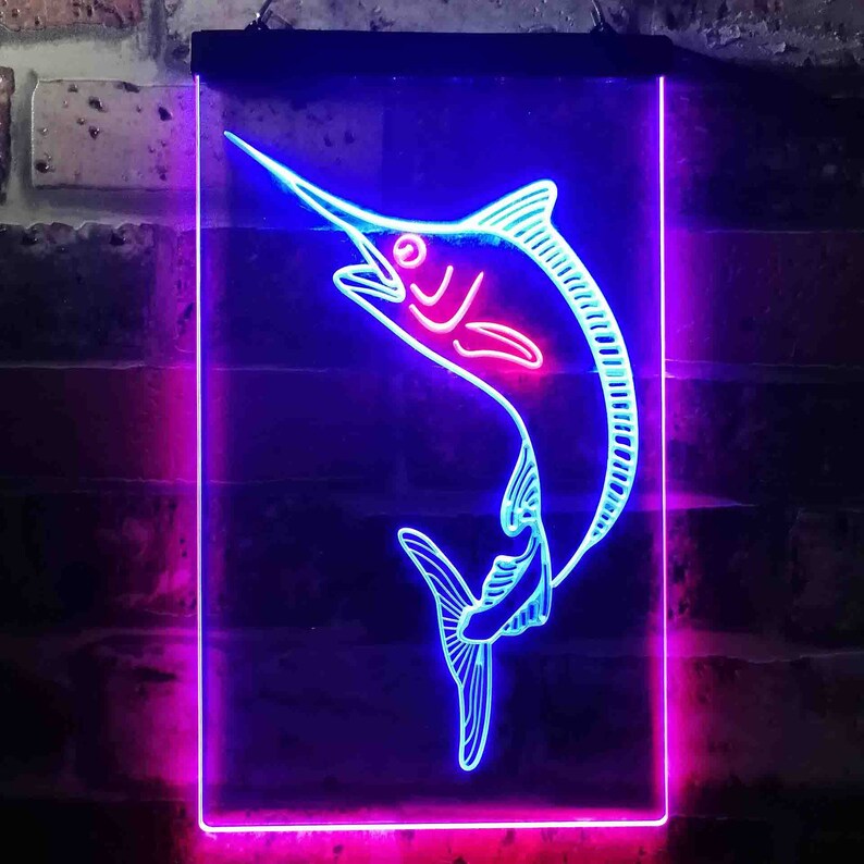 Blue Marlin Fish Den Cabin Display Dual Color LED Neon Sign - Etsy