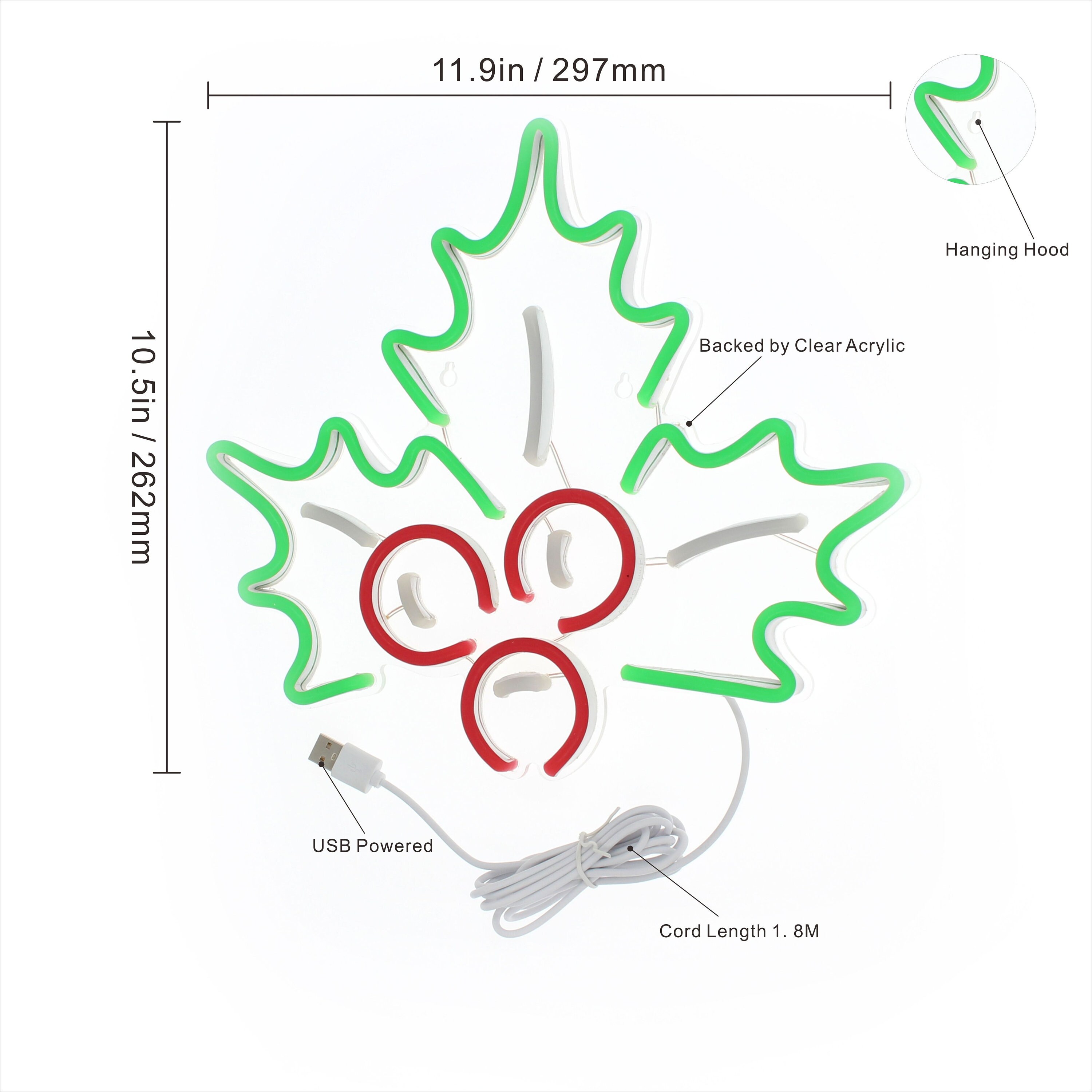 Christmas Holly Leaves Decoration Flex Silicone LED Neon Sign - Etsy