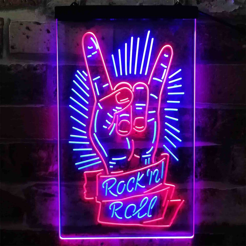 Rock N Roll Hand Metal Music Dual Color LED Sign St6-i3900 - Etsy
