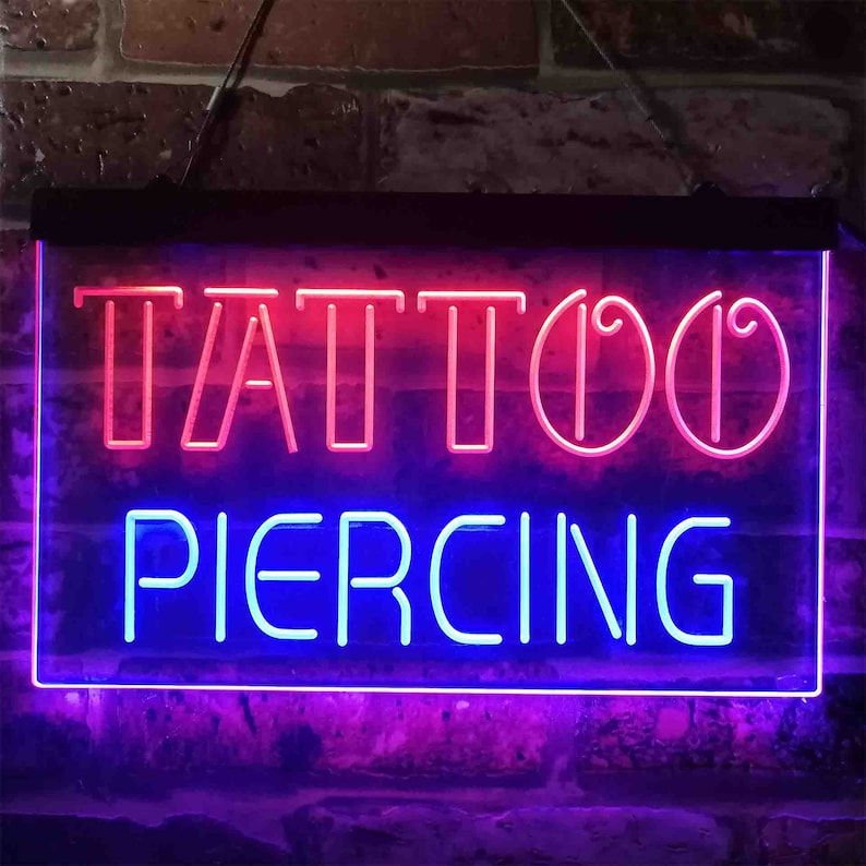 Tattoo Piercing Text Display Shop Dual Color LED Neon Sign - Etsy