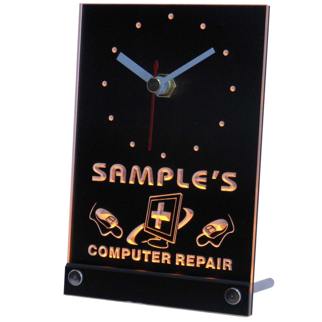 Personalized Custom Computer Repair Shop Neon Led Table Clock Tnctr-tm ...