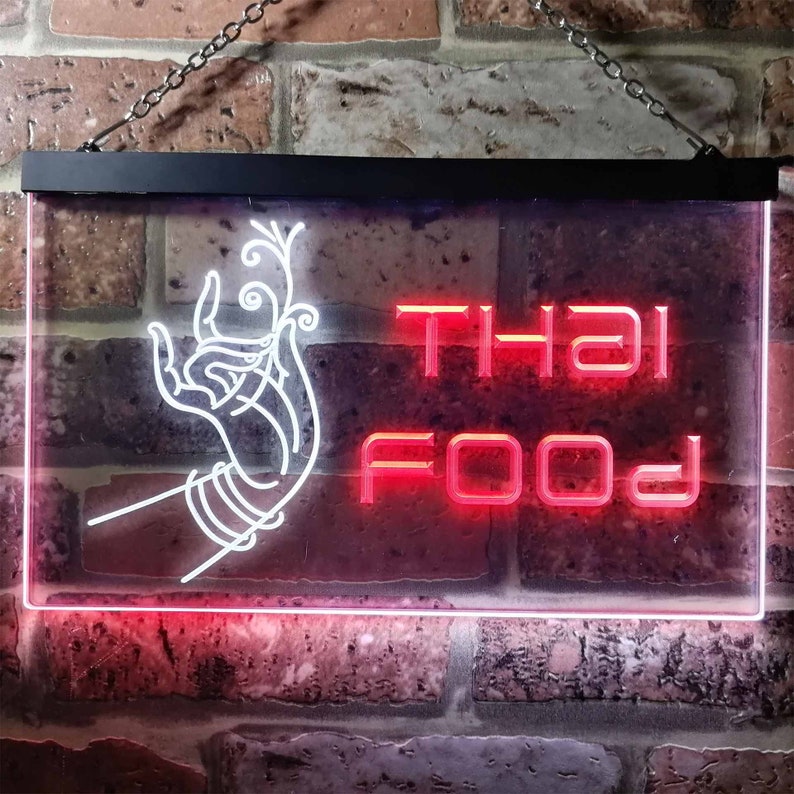 Thai Food Restaurant Shop Display Dual Color LED Neon Sign | Etsy
