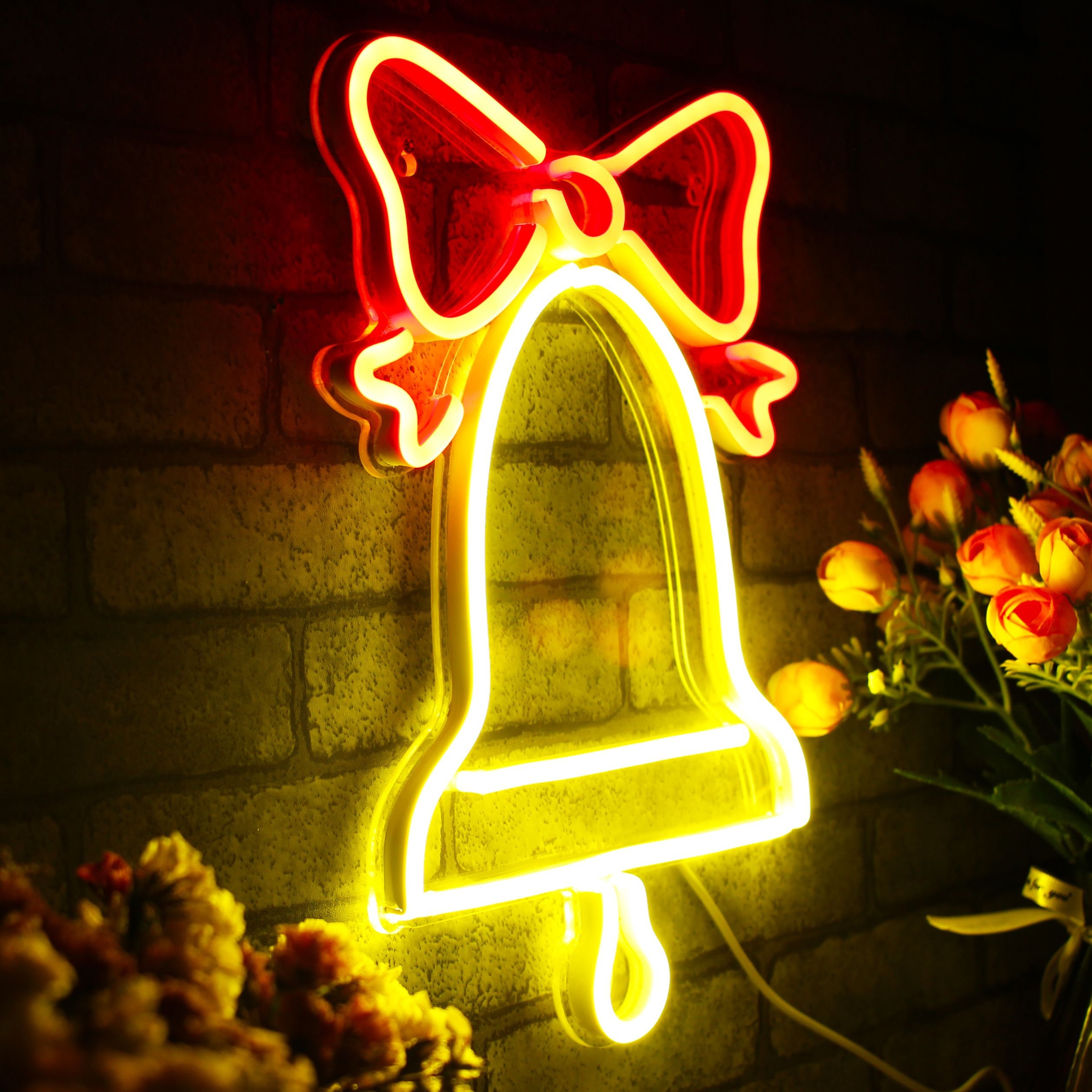 Christmas Bell With Ribbon Decoration Flex Silicone LED Neon - Etsy