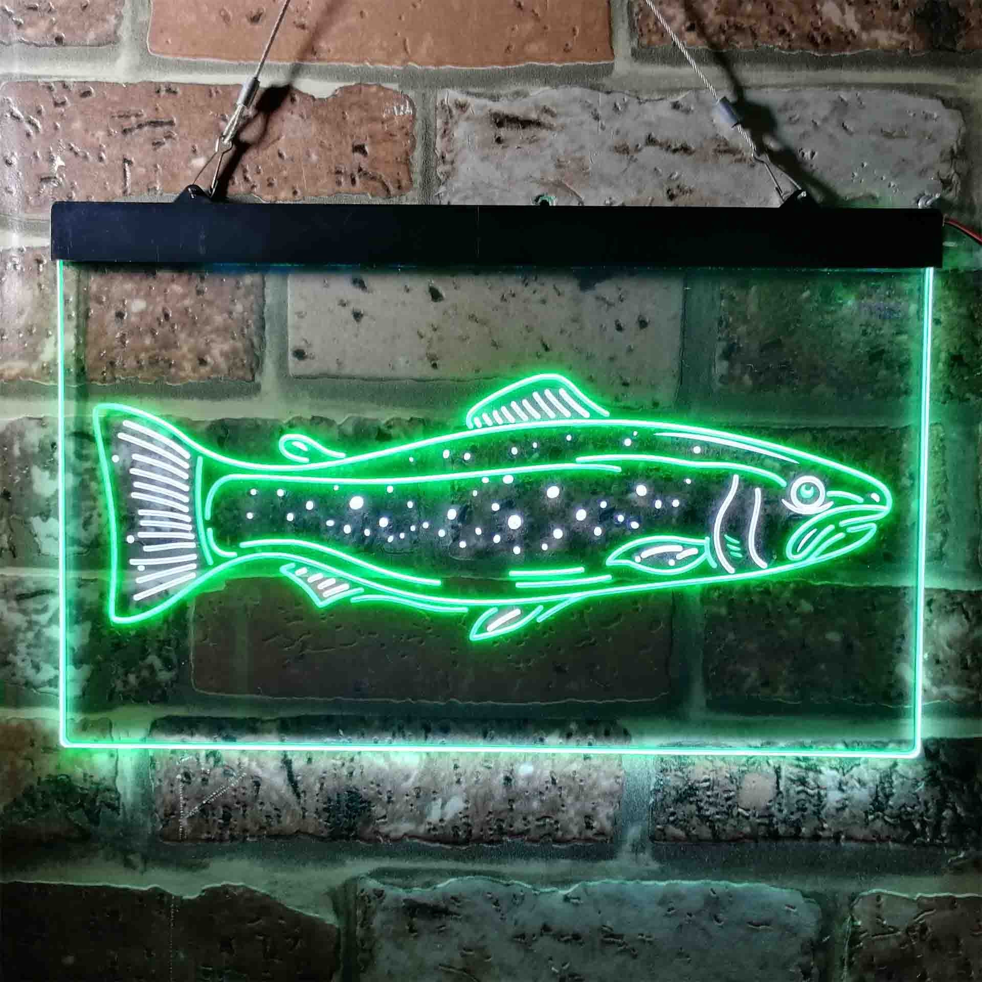 Trout Fish Garage Man Cave Dual Color LED Neon Sign st6-i3728 | Etsy