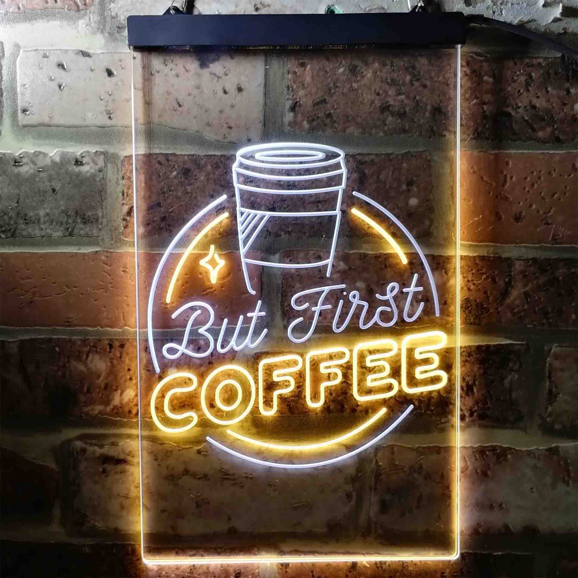 But First Coffee Shop Bedroom Room Dual Color LED Neon Sign | Etsy