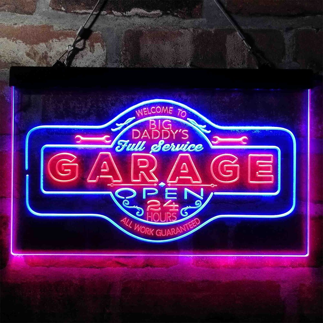 Big Daddy Garage Tools 24 Hours 7 Days Dual Color LED Neon Sign St6 ...