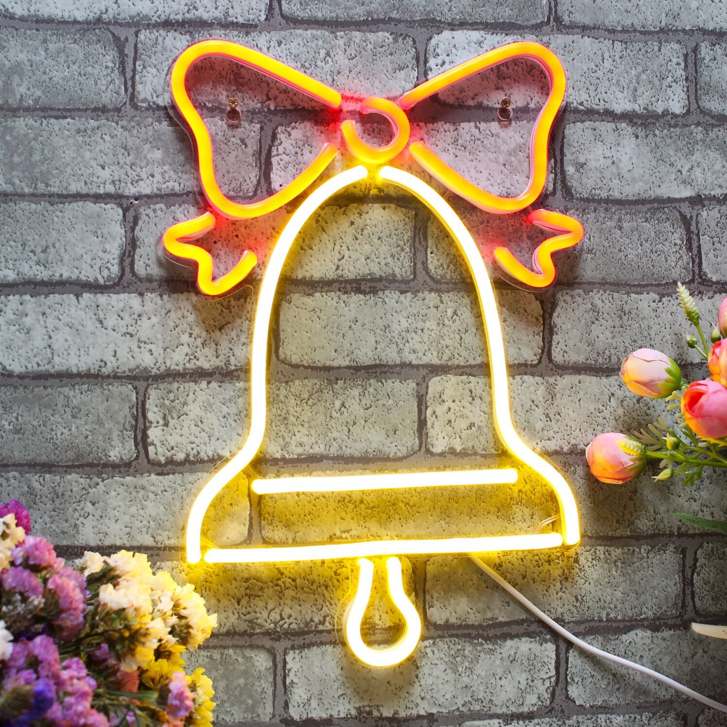 Christmas Bell With Ribbon Decoration Flex Silicone LED Neon - Etsy