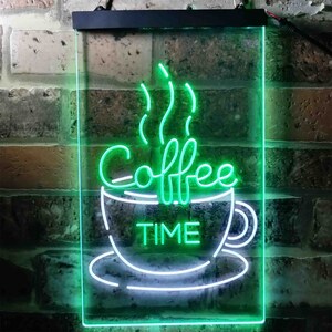 Coffee Time Cup Shop CafÃ© Dual Color LED Neon Sign St6-i3708 - Etsy