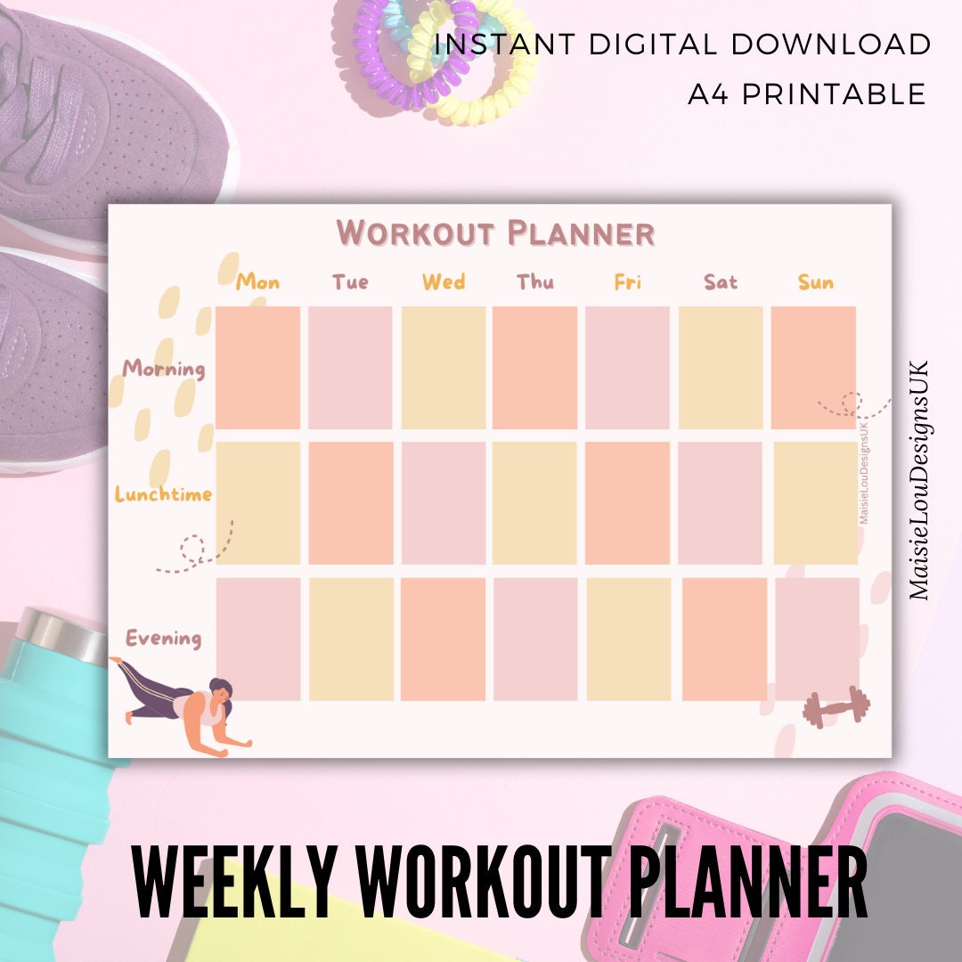 Weekly Workout Exercise Planner - Printable - A4 - Etsy
