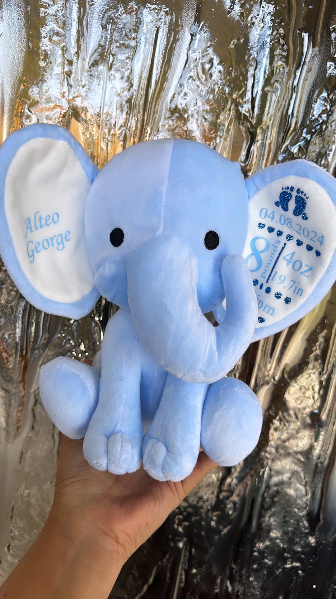 Personalized Birth Stat Elephant Custom Newborn Baby Gift Nursery Decor ...