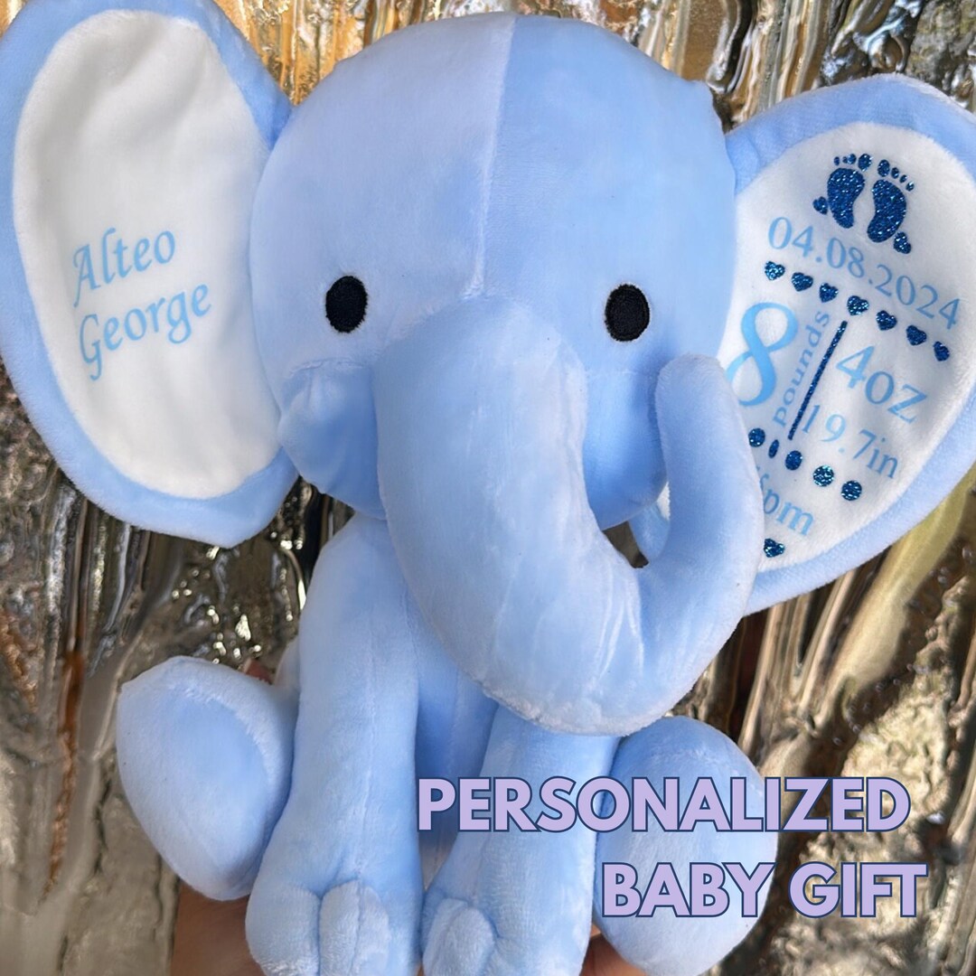 Personalized Birth Stat Elephant, Baby Keepsake Gift, Stuffed Animal ...
