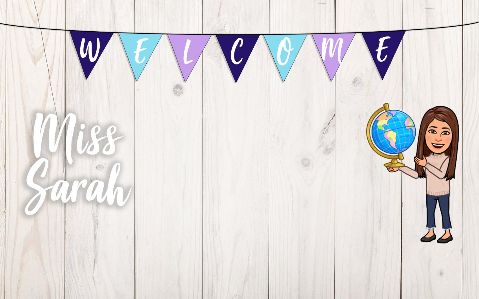 Custom Natural Wood Bitmoji Virtual Learning Background | Etsy