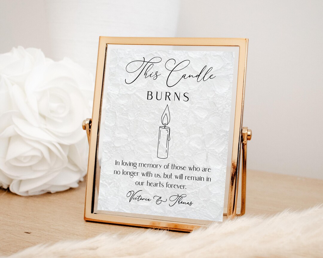 Wedding Memorial Candle Sign Template: Elegant in Loving Memory Design ...