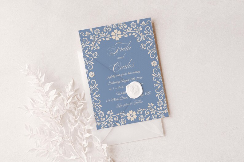 Blue Talavera Wedding Invitation: Mexican Boho Design (digital) - Etsy