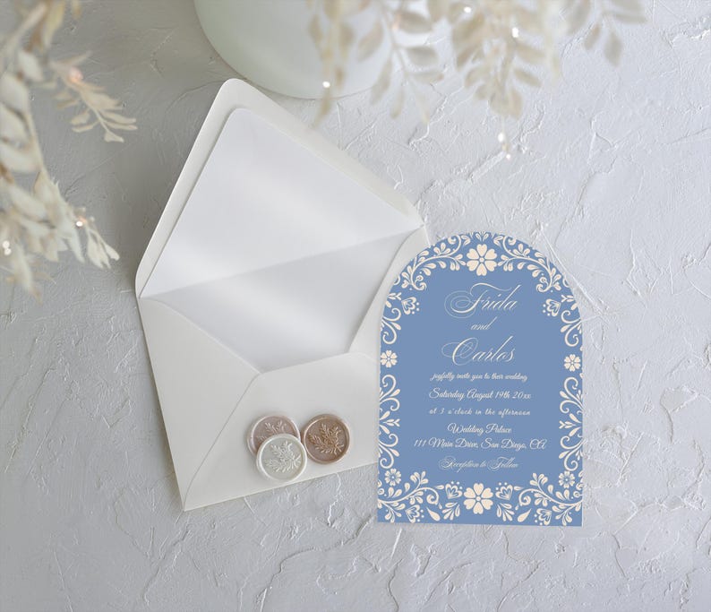 Blue Talavera Wedding Invitation: Mexican Boho Design (digital) - Etsy
