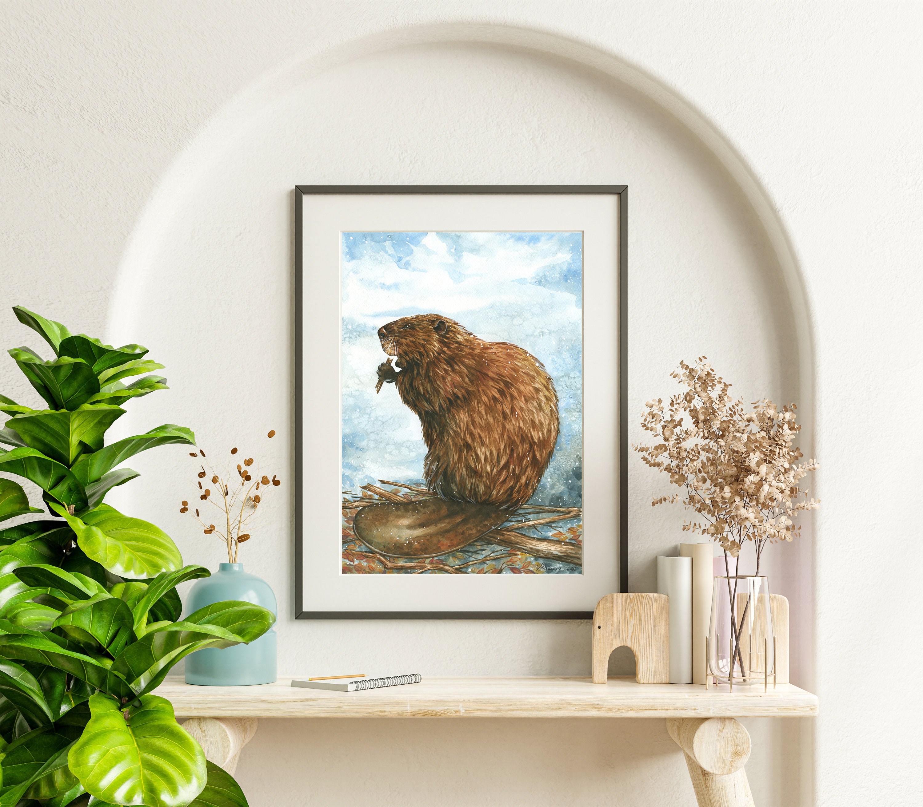 Original Watercolor Beaver Painting: Canadian Wildlife Art - Etsy Canada