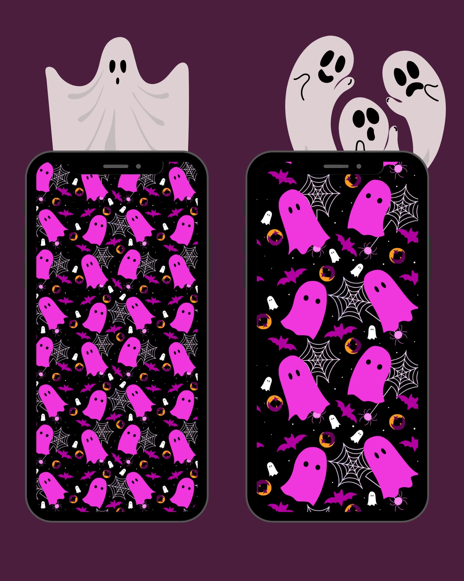 Pink Halloween Wallpapers, Ghost Phone Wallpaper, Witch Hat Computer ...