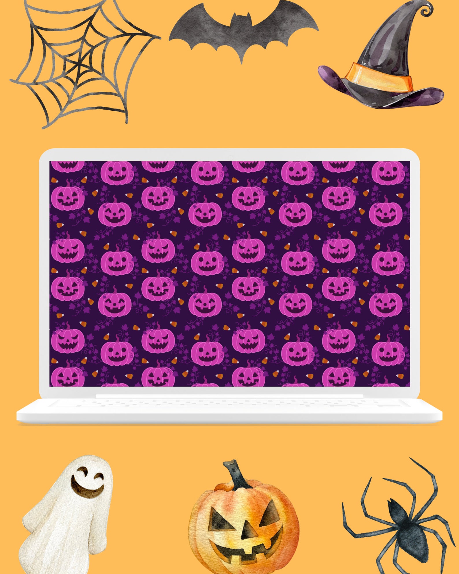 Pink Halloween Wallpapers, Ghost Phone Wallpaper, Witch Hat Computer ...