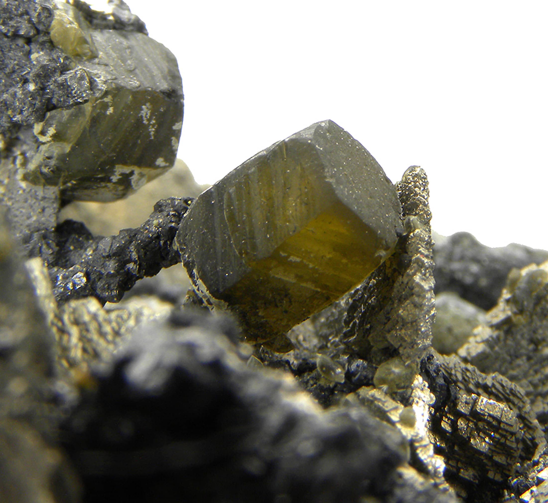 Siderite on Pyrite (replacing Siderite) with Stannite / Locality ...