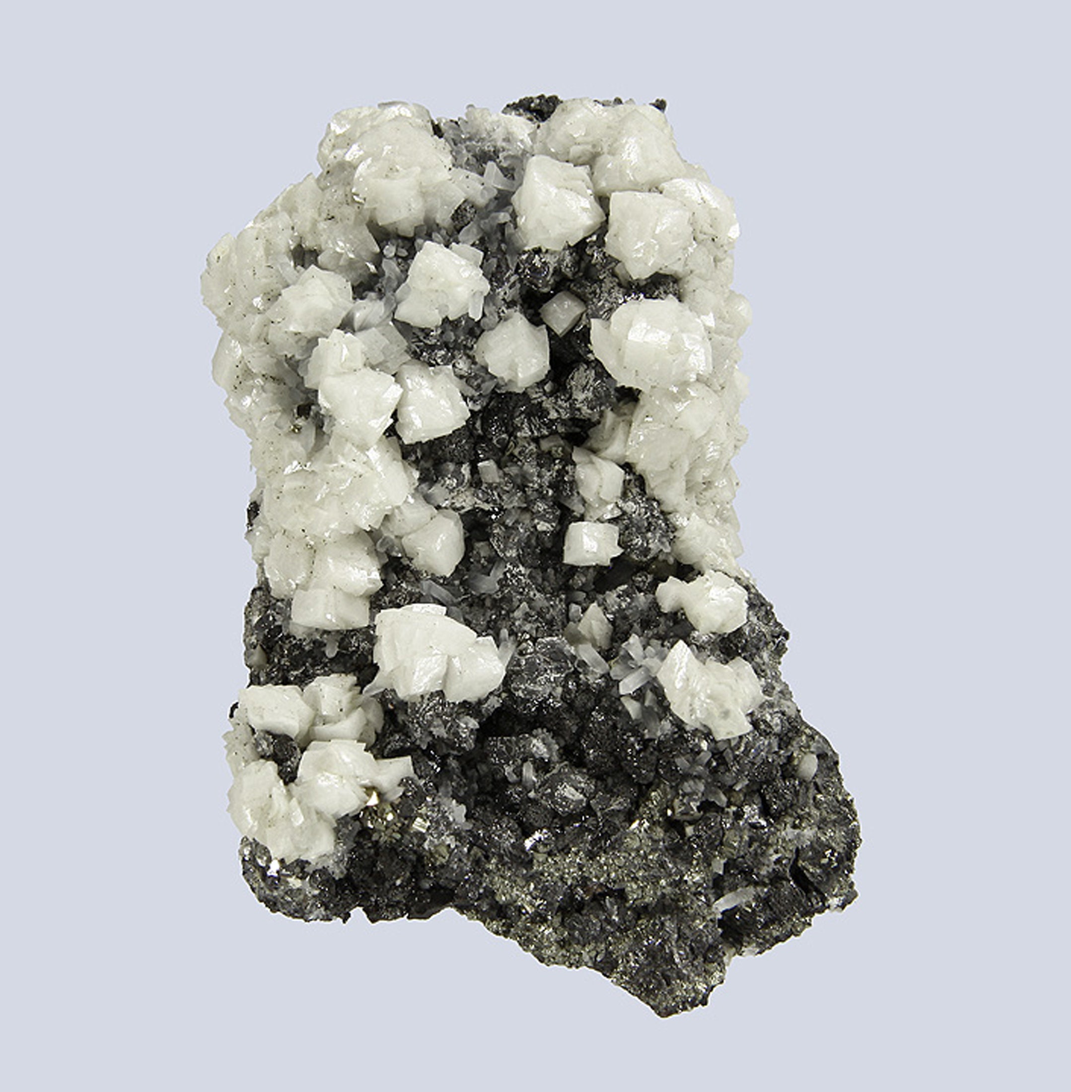 Dolomite on sulfides / Locality - #6 Ore Body, 1250’ Level, Black Cloud ...