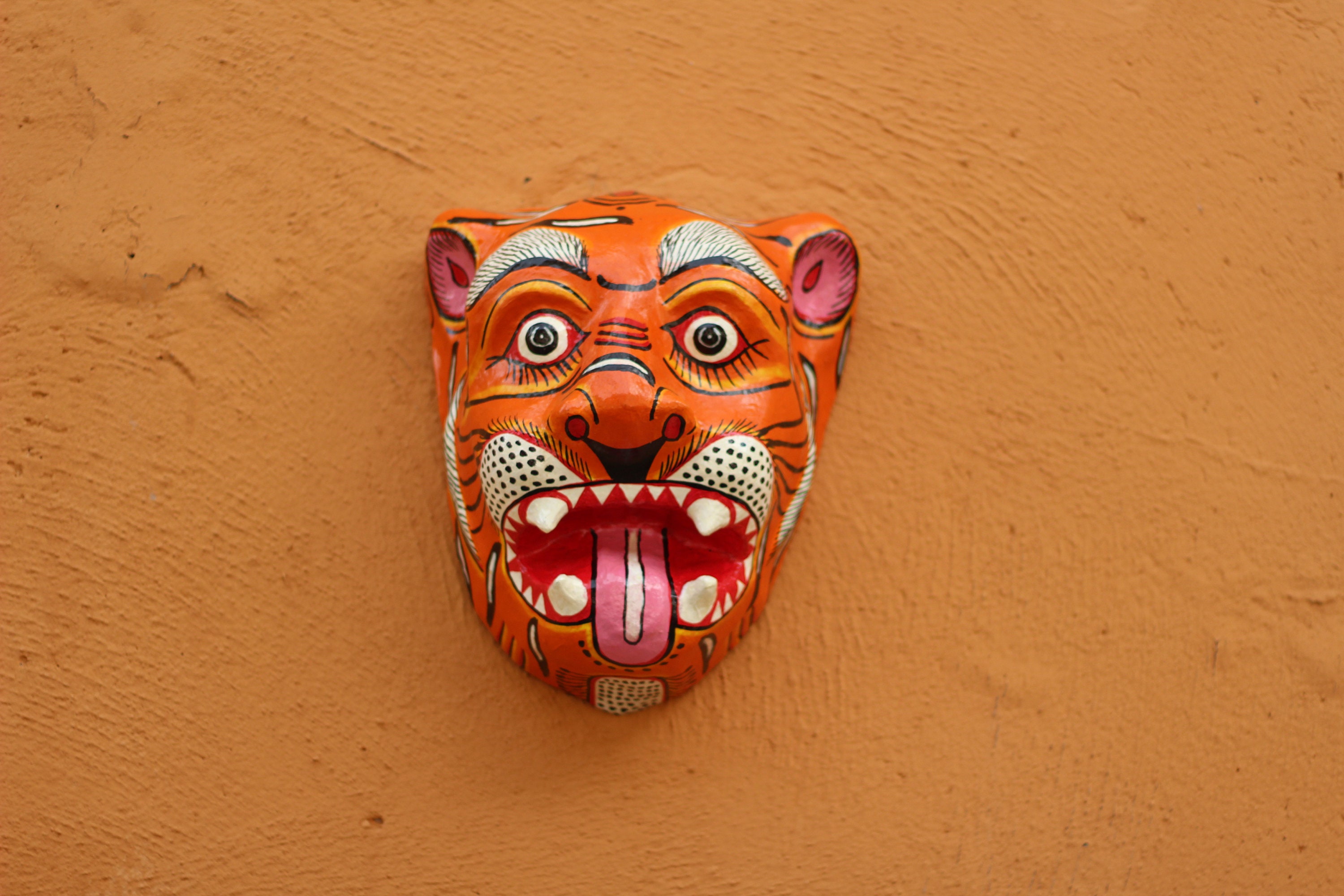 Large Orange Indian Paper Mache Tiger Mask - Etsy