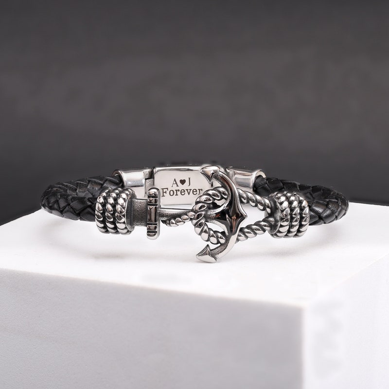Silver Men Anchor Bracelet - Etsy