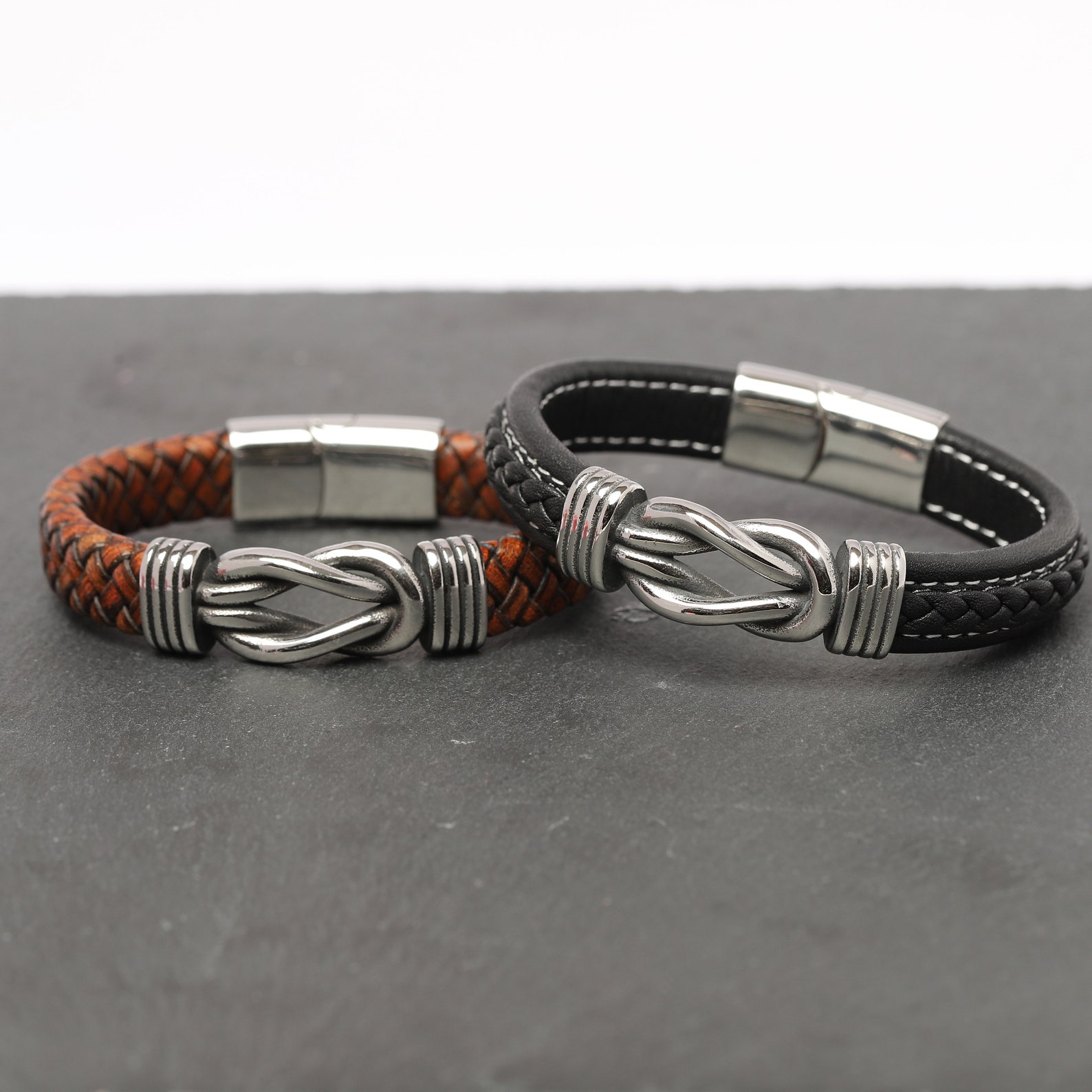 Infinity Knot Leather Bracelet, Gift for Men, Forever Linked Bracelet ...