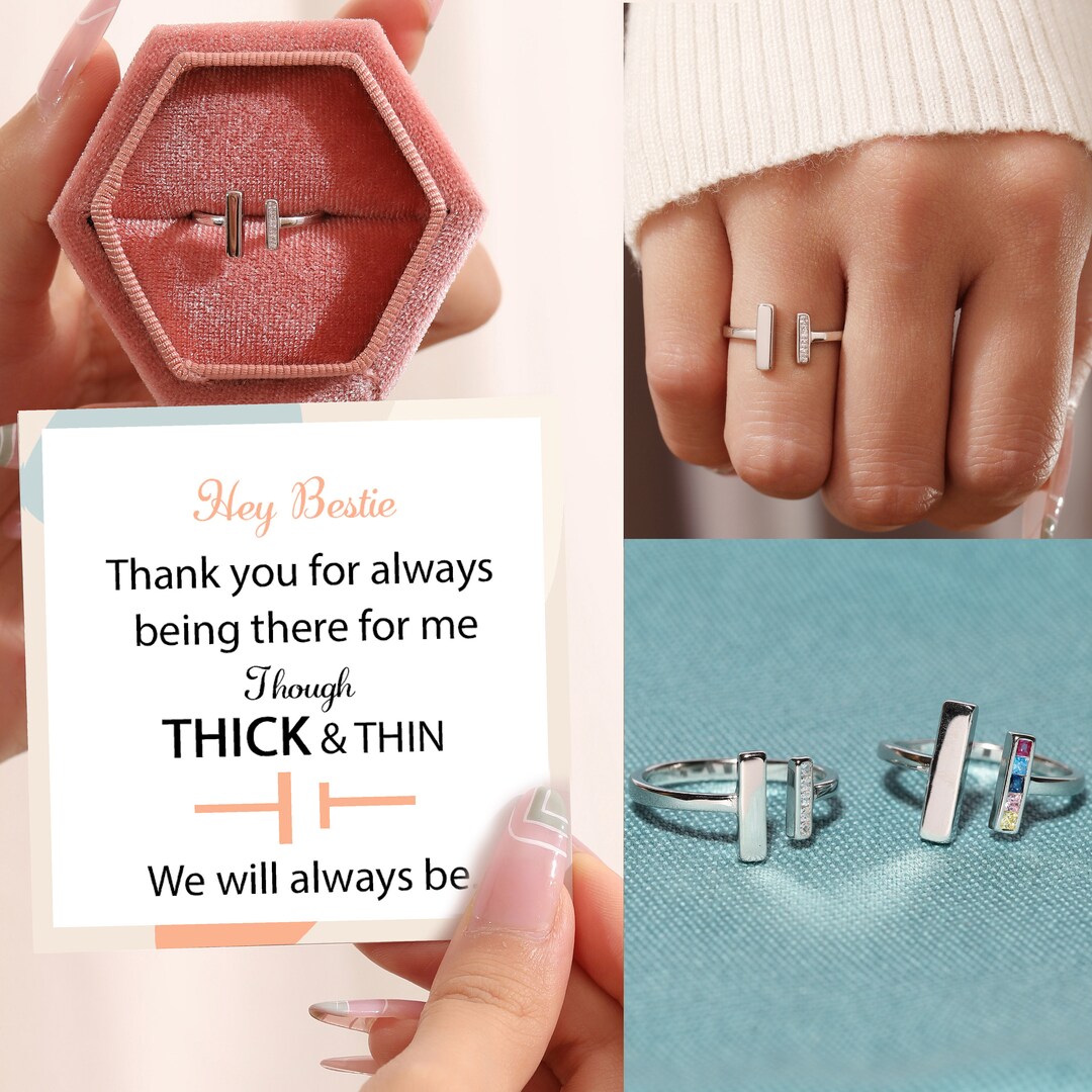 Thick and Thin Ring Sterling Silver Ring, Best Friend Gift Matching ...