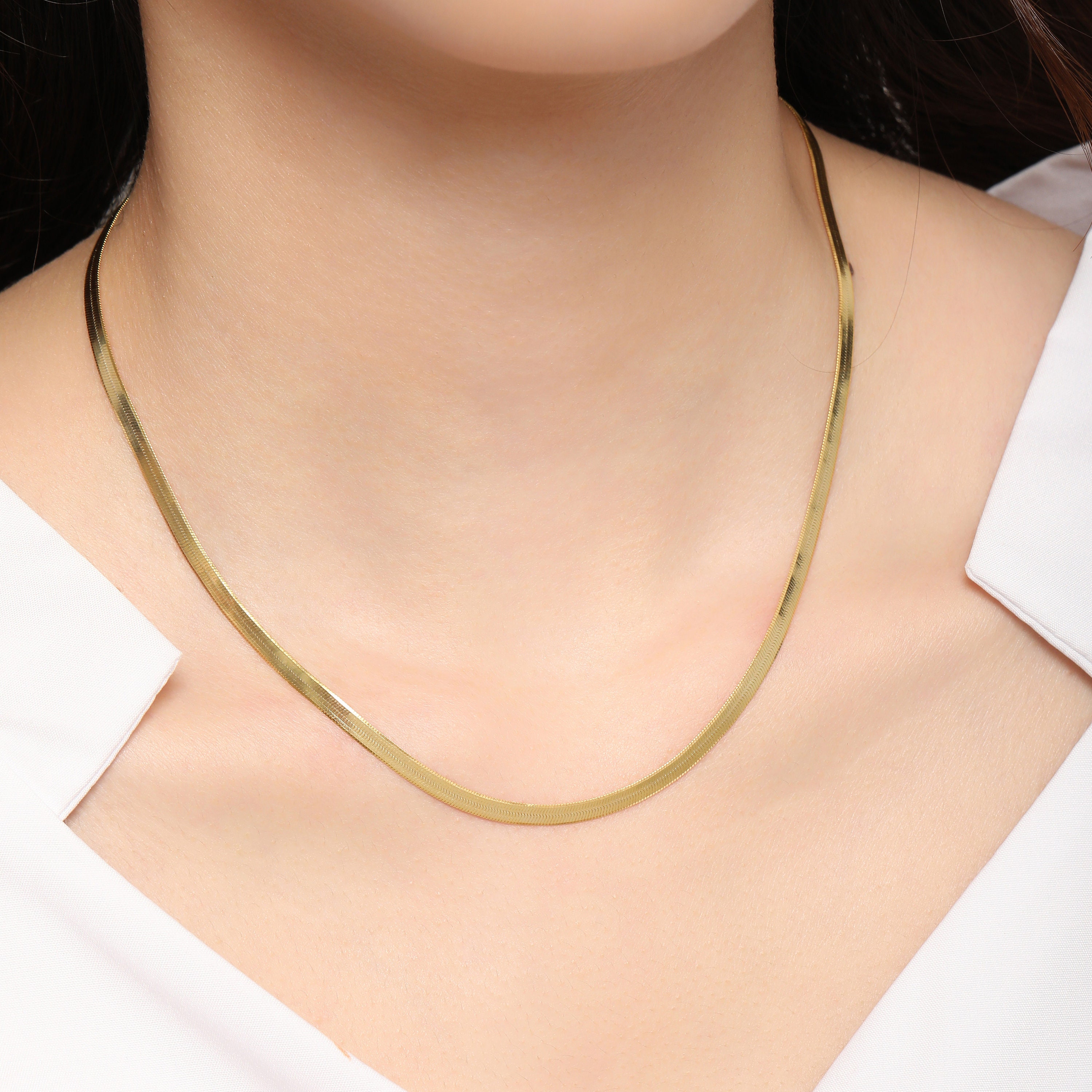 Herringbone Chain Necklace Layering Necklace Stacking | Etsy