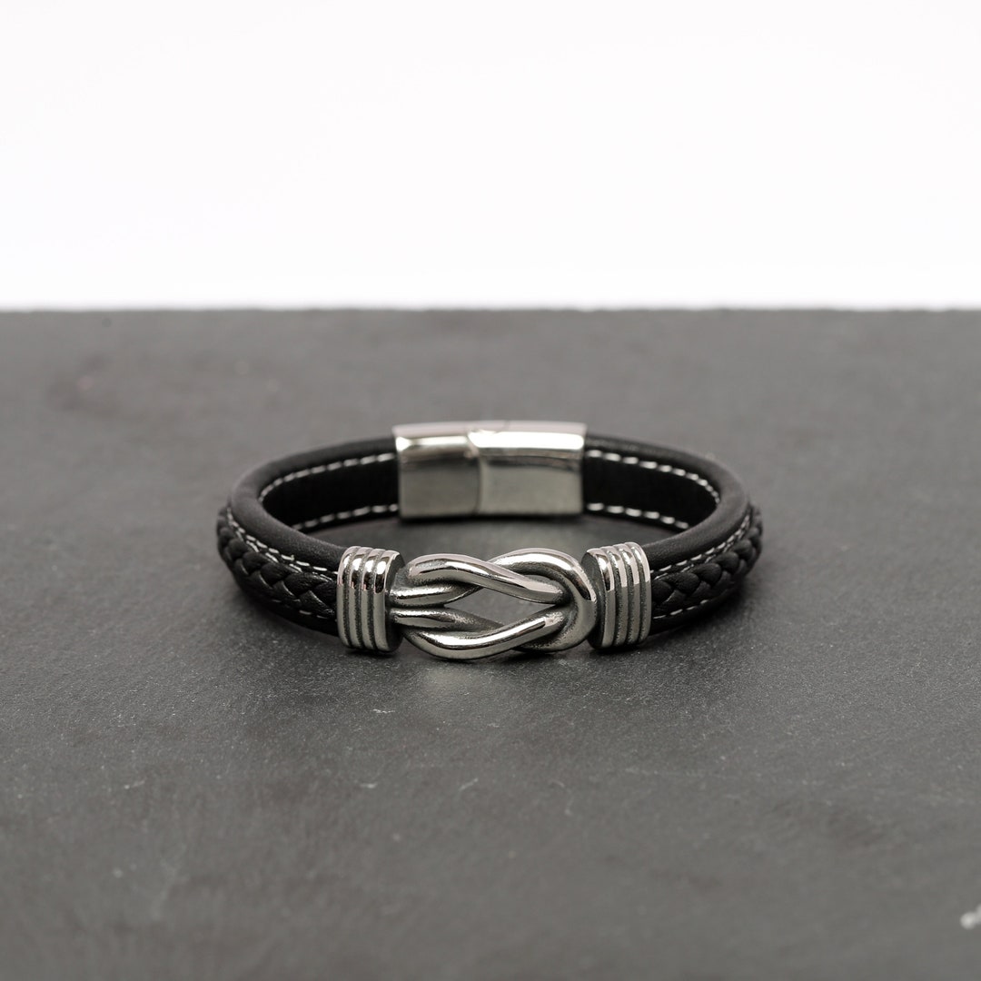 Infinity Knot Leather Bracelet, Gift for Men, Forever Linked Bracelet ...