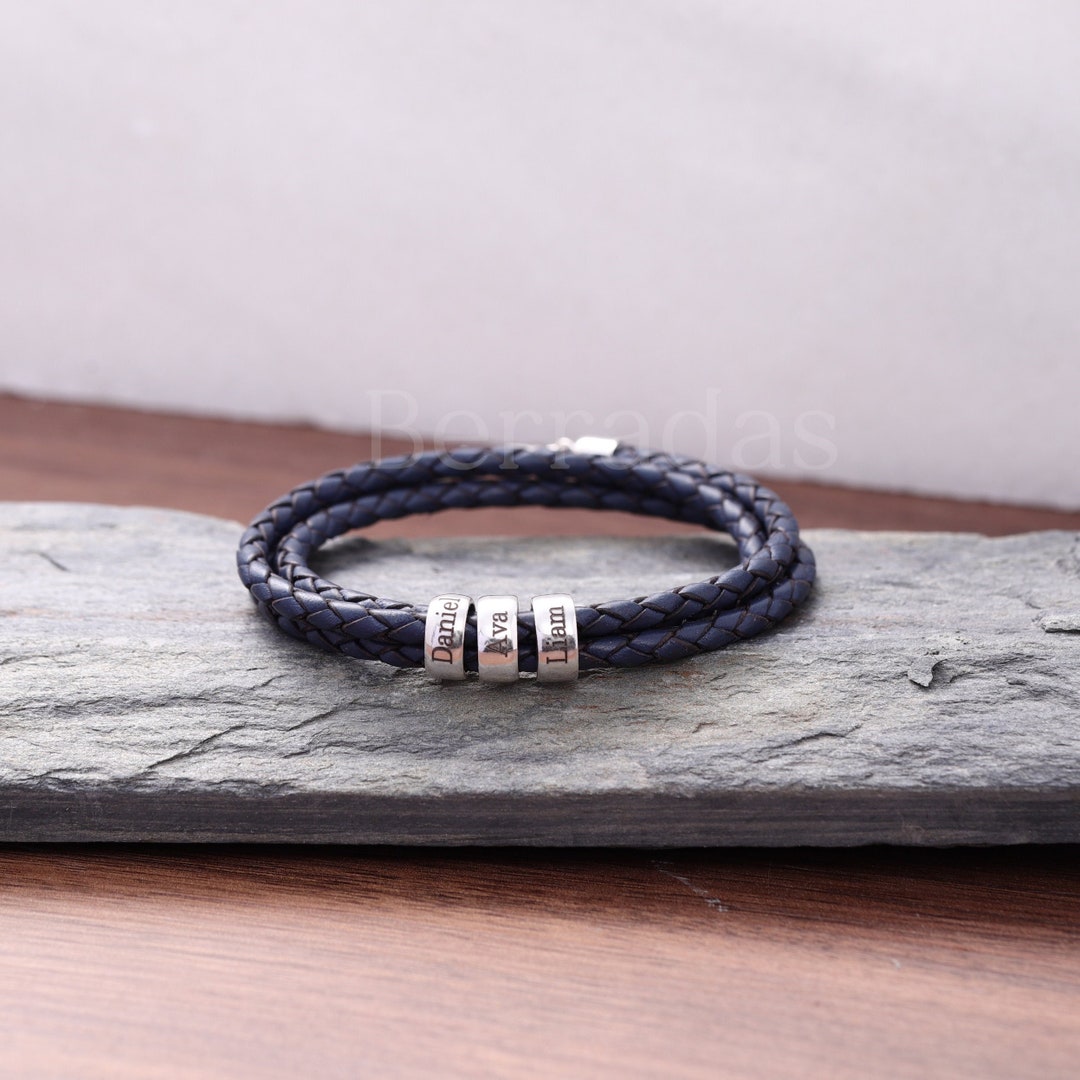 Personalized Mens Bracelet With Kids Name mens Bracelet - Etsy