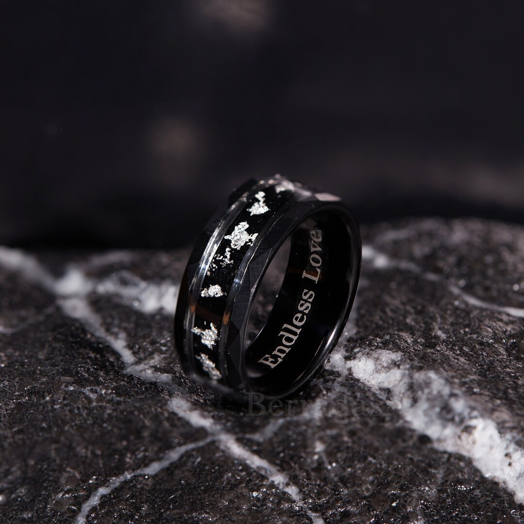 Personalized Meteorite Ring for Men Engagement Ring Wedding Anniversary ...