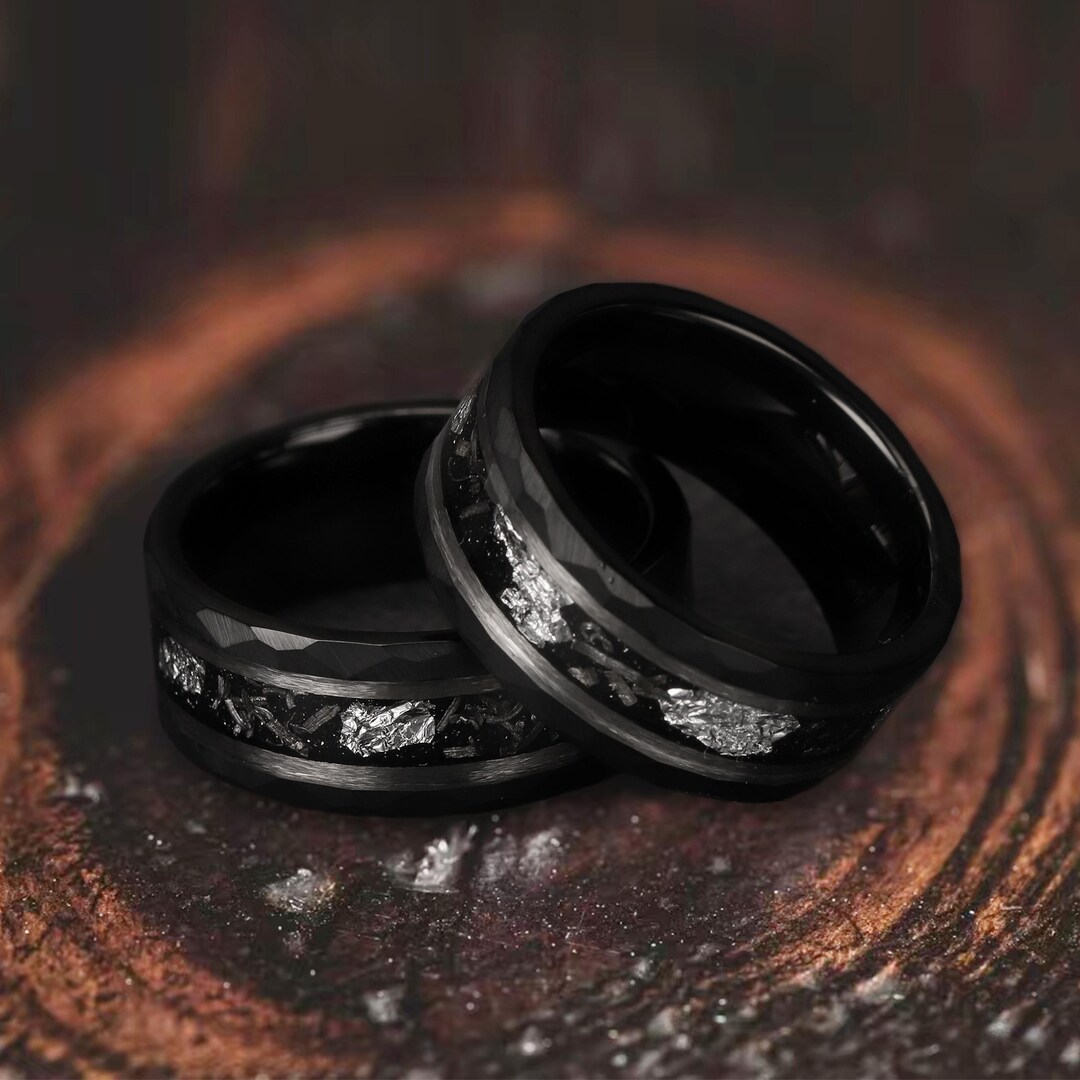 Personalized Promise Ring for Men - Silver/meteorite Inlay Ring for Men ...