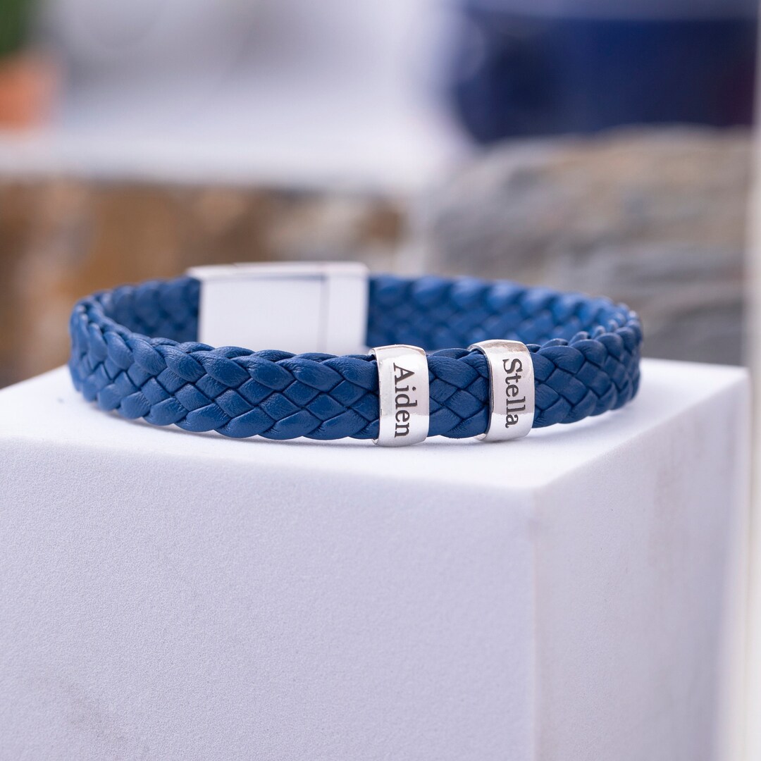 Personalized Men's Leather Bracelet Custom Men Bracelet - Etsy