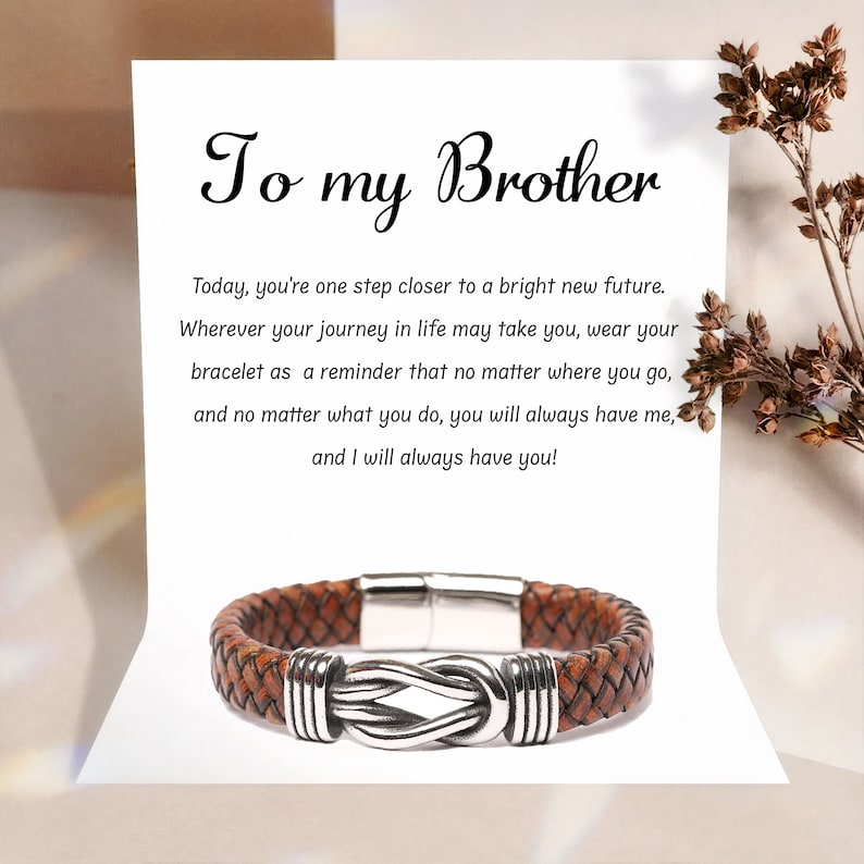 To My Brother Infinity Knot Leather Bracelet, Forever Linked Bracelet ...