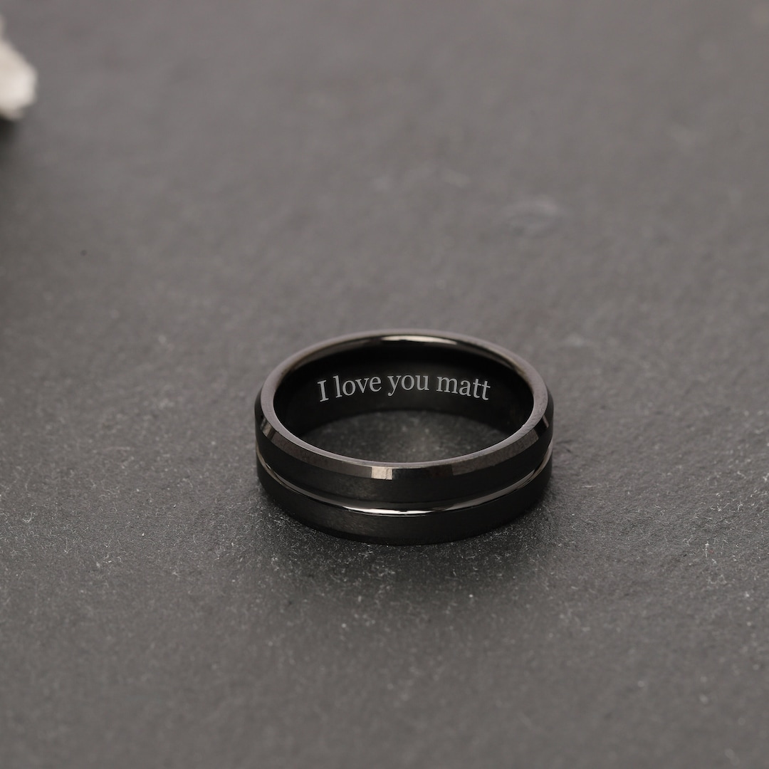 Promise Ring for Him • Personalized Black Ring for Men • Men Promise ...