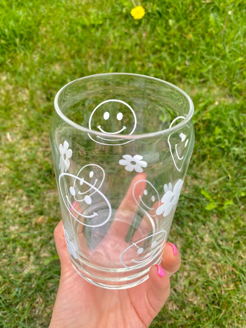 Happy Face Beer Can Glass- Soda Can Glass, Housewarming Gift,iced ...