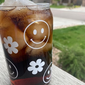 Happy Face Beer Can Glass- Soda Can Glass, Housewarming Gift,iced ...