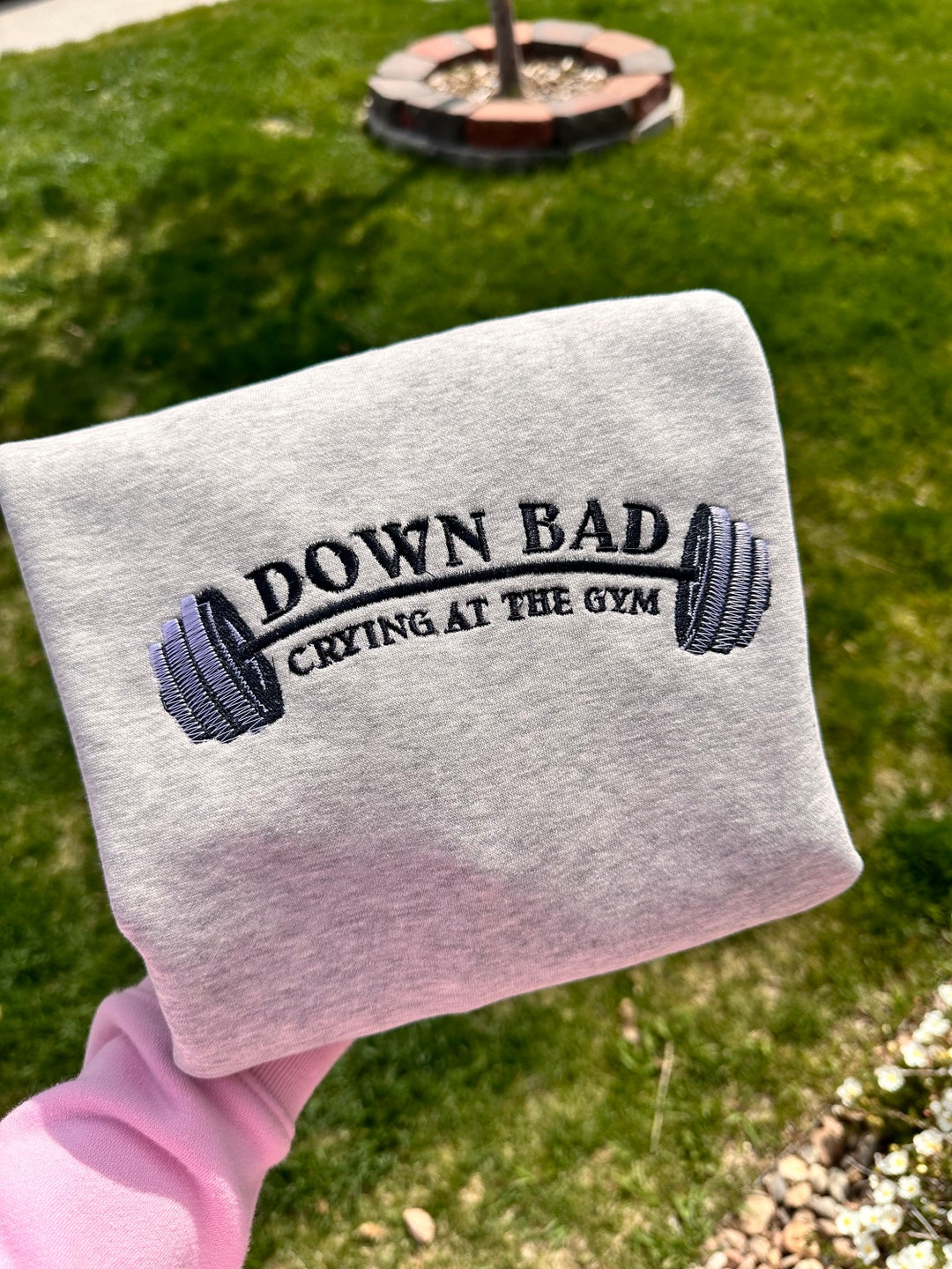 Down Bad Crying at the Gym Embroidery Sweatshirt - Etsy