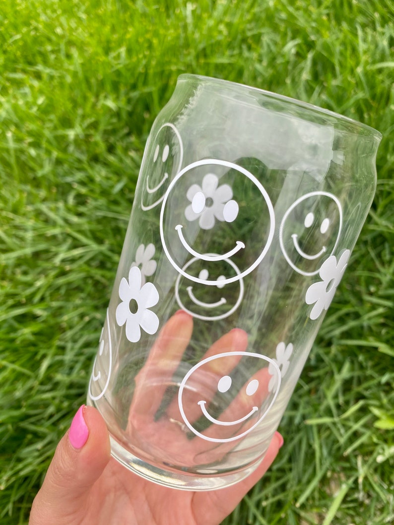 Happy Face Beer Can Glass- Soda Can Glass, Housewarming Gift,iced ...