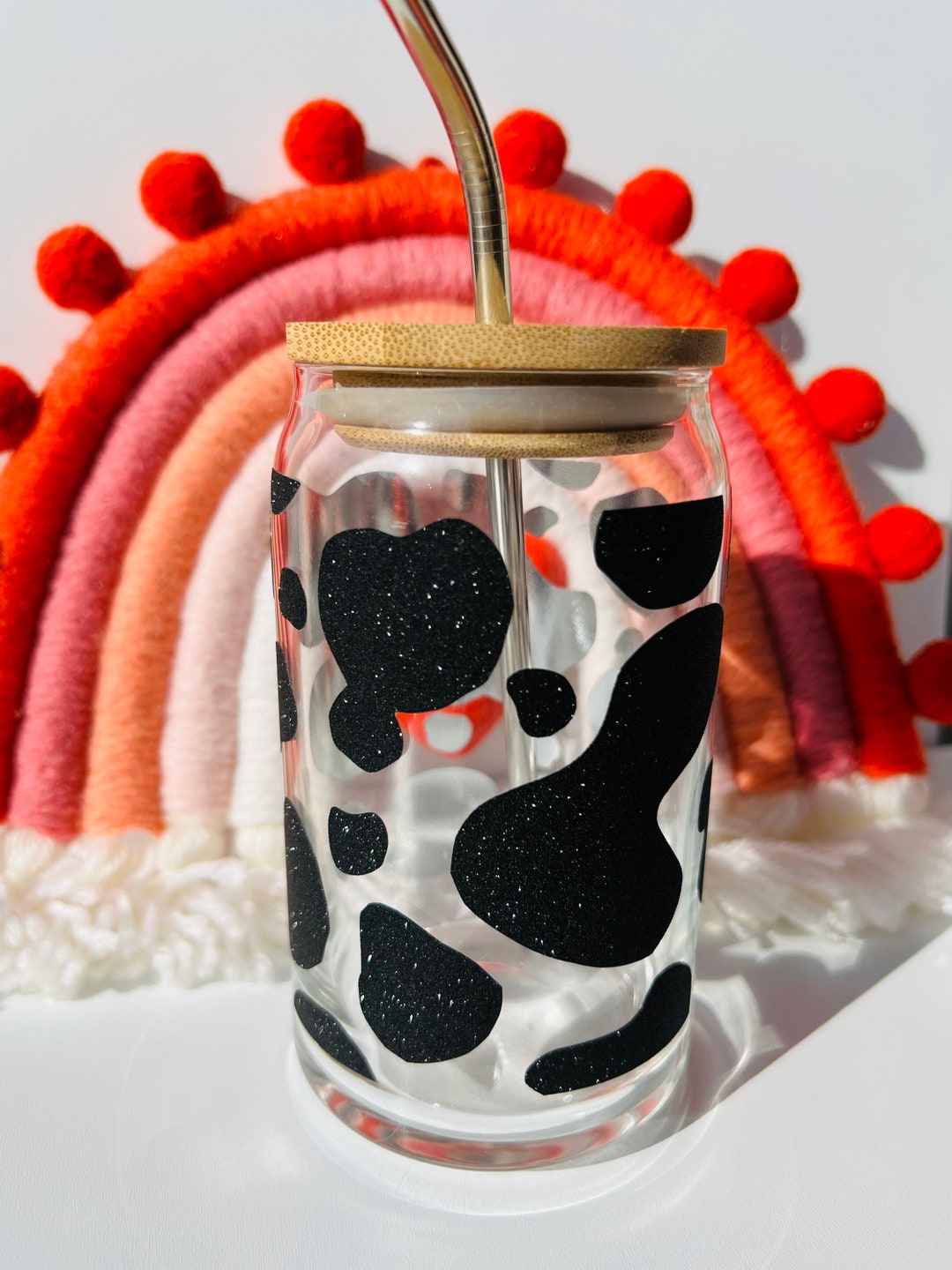 Cow Print Beer Can Glass- Soda Can Glass, Housewarming Gift,iced Coffee ...