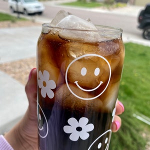 Happy Face Beer Can Glass- Soda Can Glass, Housewarming Gift,iced ...